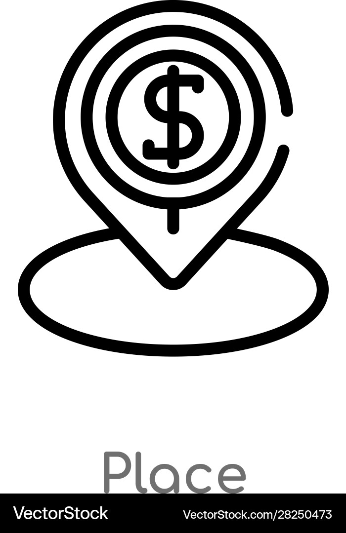 Outline place icon isolated black simple line Vector Image