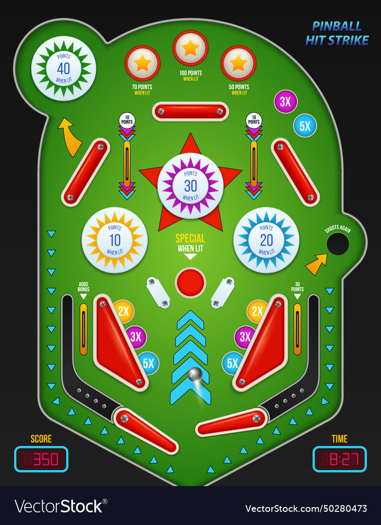 Realistic 3d pinball composition Royalty Free Vector Image Realistic 3d pinball composition Royalty Free Vector Image