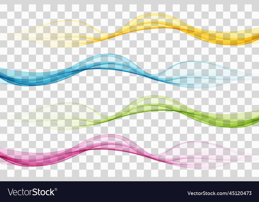 Set of colored abstract wave design elements Vector Image