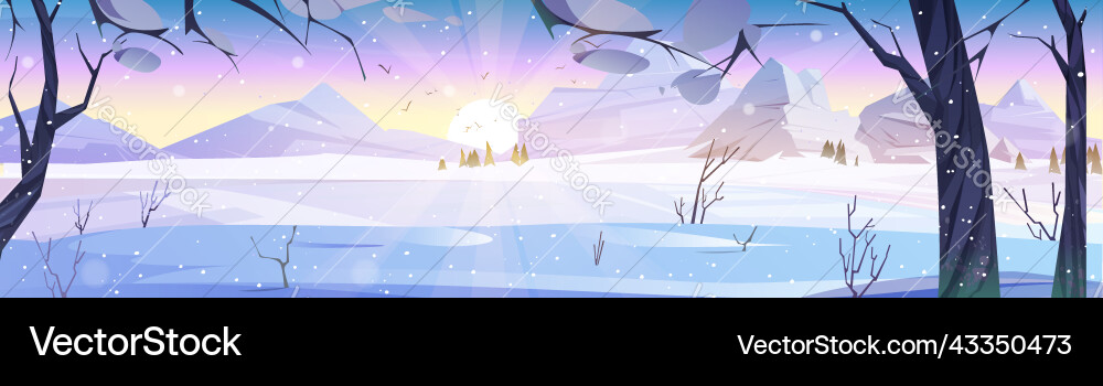 Winter nature landscape snowfall in forest snow Vector Image