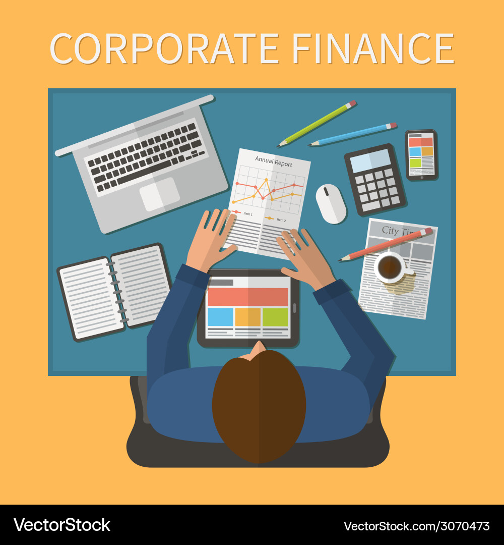 Workplace office desk business man working Vector Image