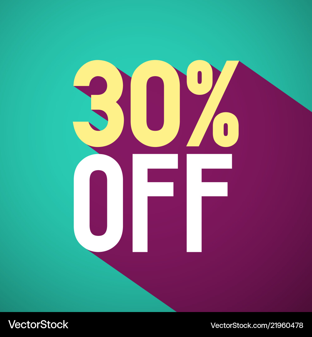30 off retro flat design label thirty percent Vector Image