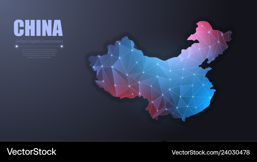 Abstract map china wire frame 3d mesh Royalty Free Vector