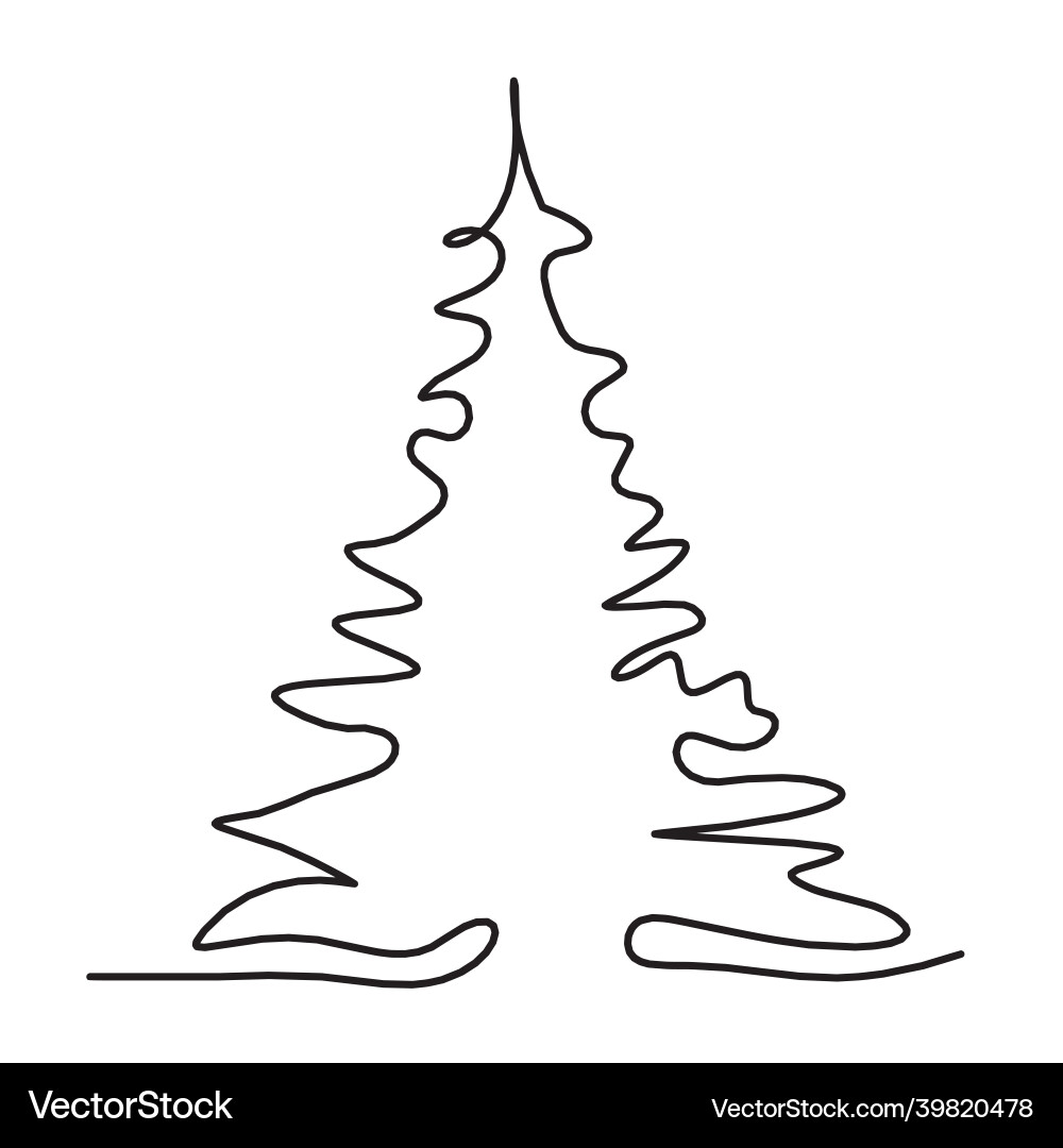 Abstract spruce tree as line drawing on the white Vector Image