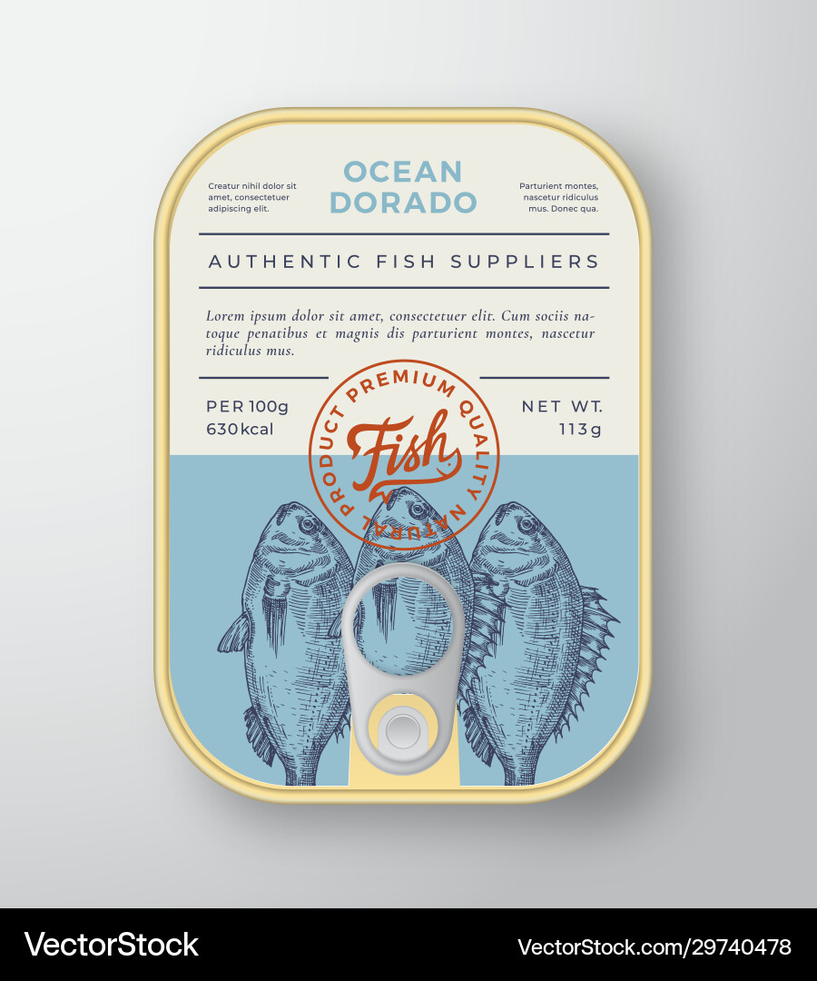 Canned ocean fish abstract aluminium Royalty Free Vector