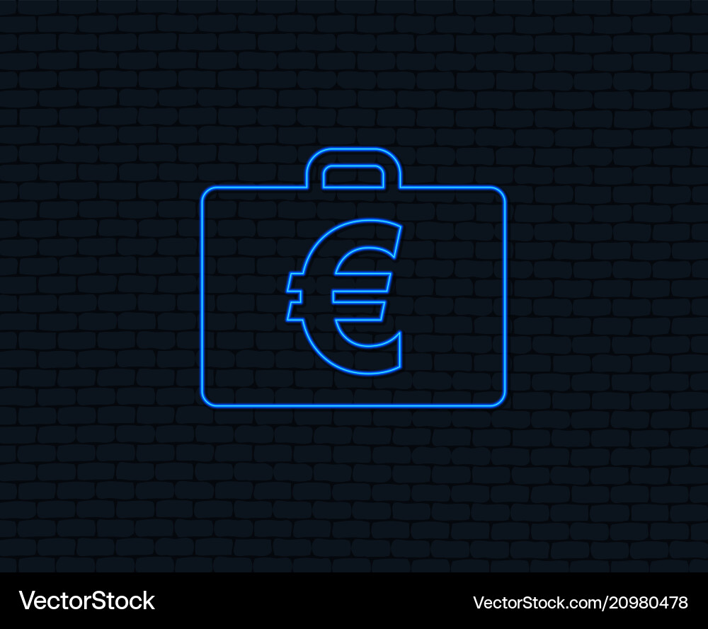 Case with euro eur sign briefcase button Vector Image
