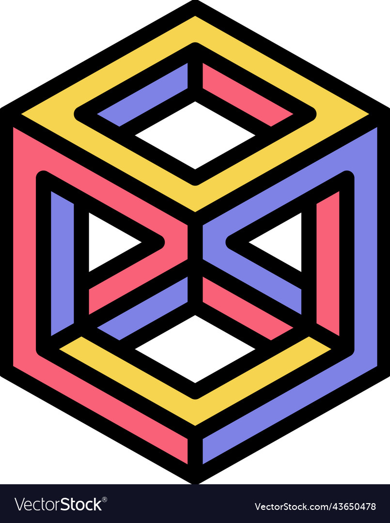 Cube Impossible Geometric Shape Color Icon Vector Image 