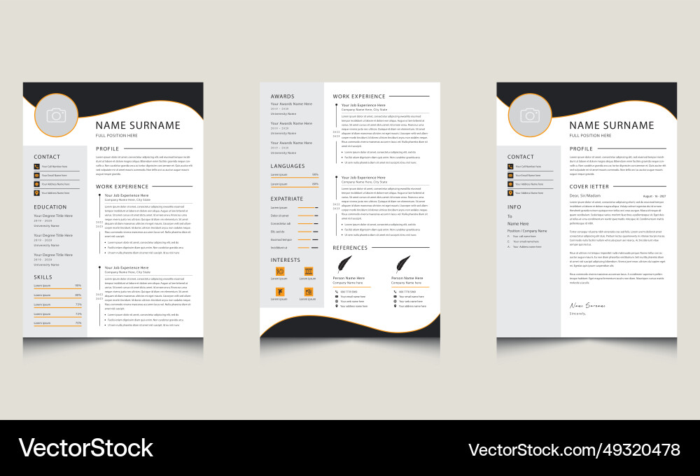 Cv templates resume layout and cover letter Vector Image