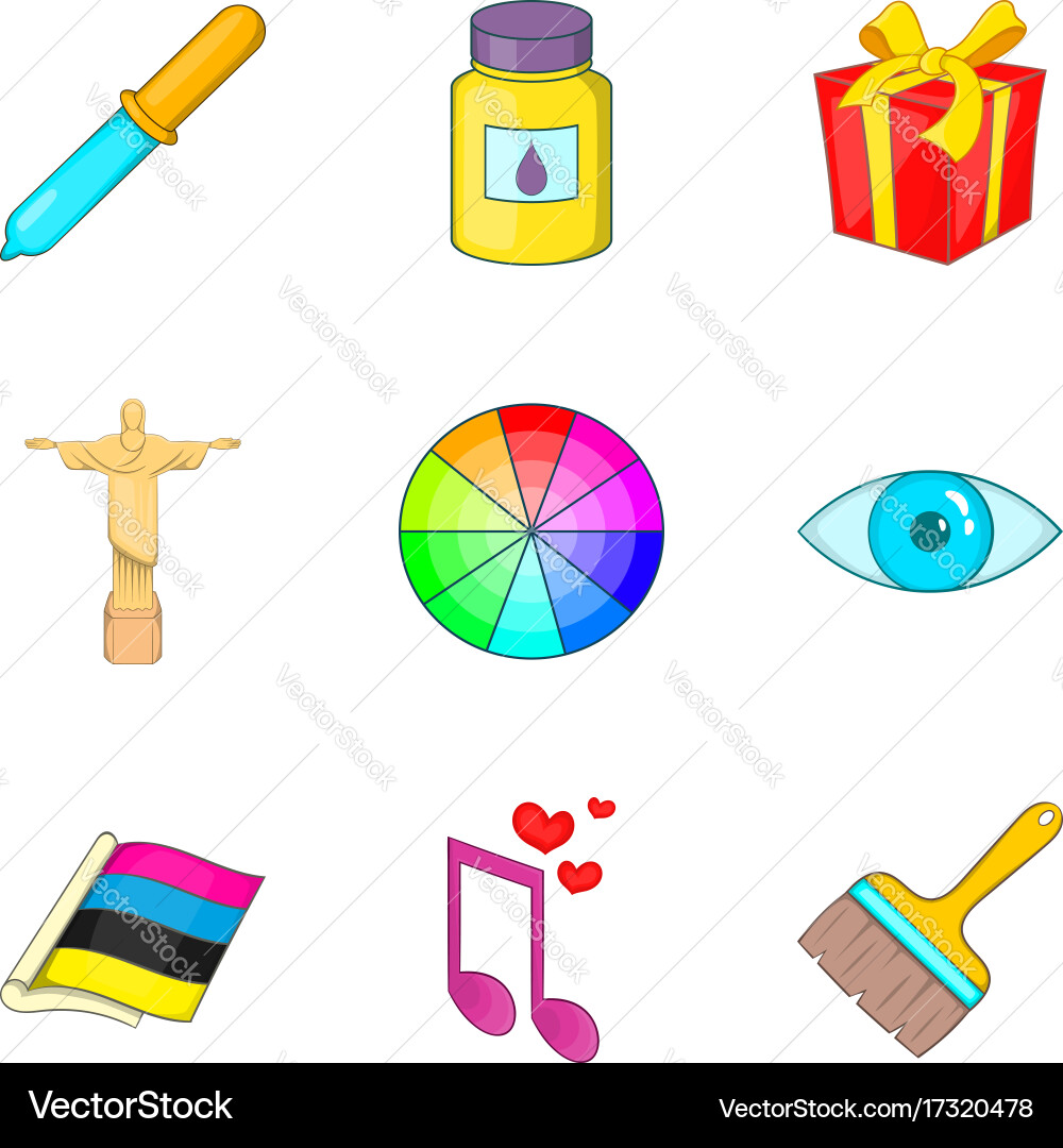 Decorator icons set cartoon style Royalty Free Vector Image