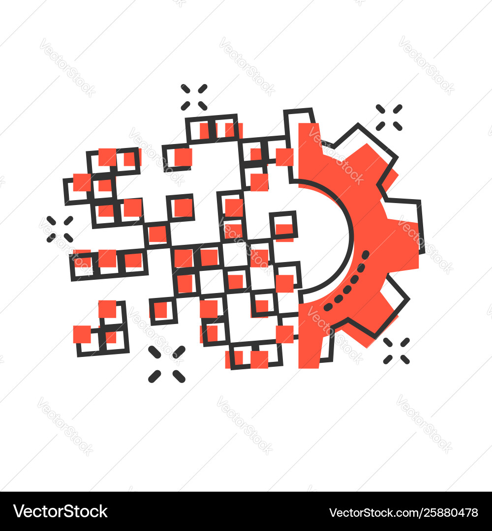 Digital gear icon in comic style cog cartoon Vector Image