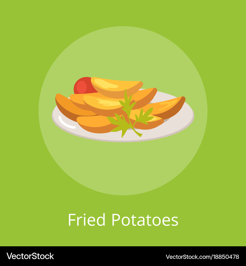 Fried potatoes with vegetables on plate Royalty Free Vector