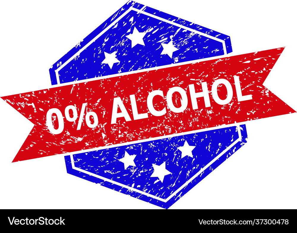 Hexagonal bicolor 0 percent alcohol seal Vector Image