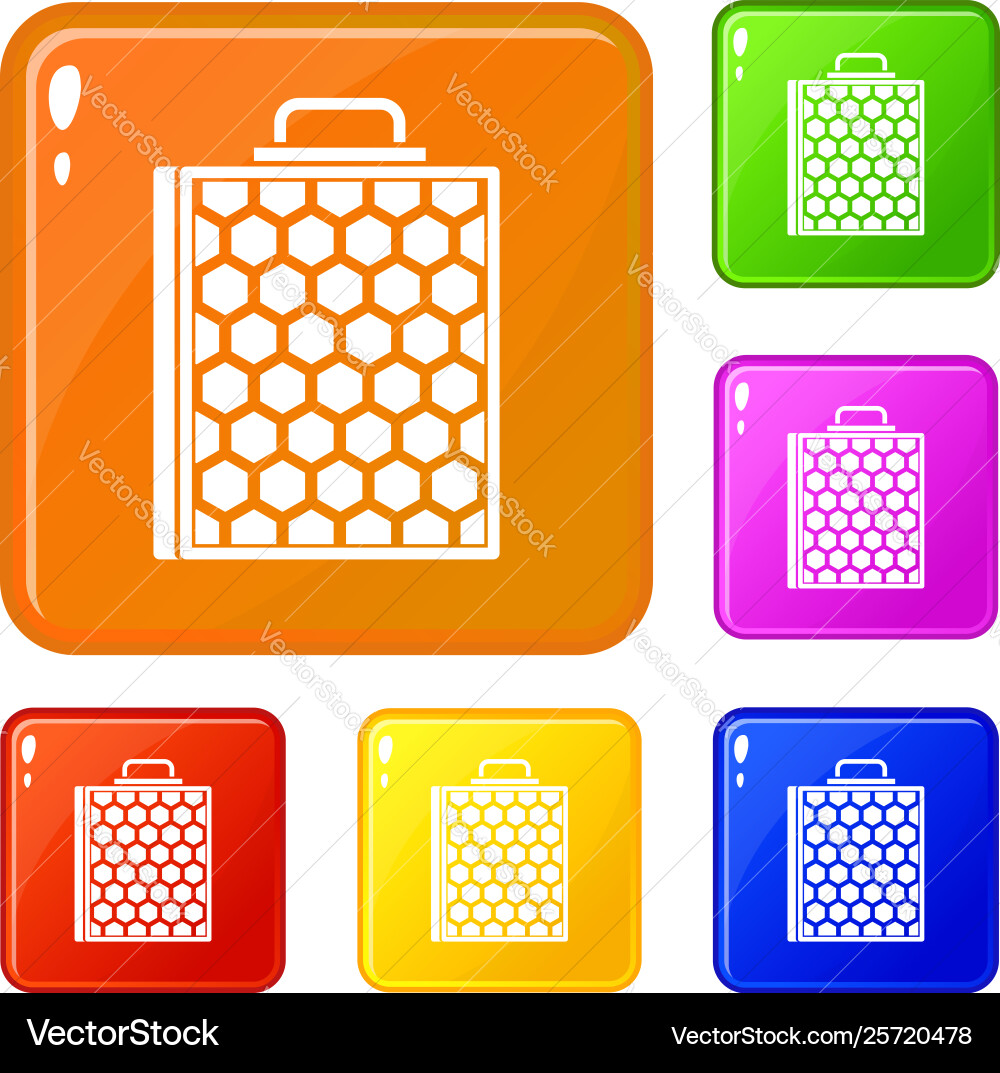 Honeycomb icons set color Royalty Free Vector Image