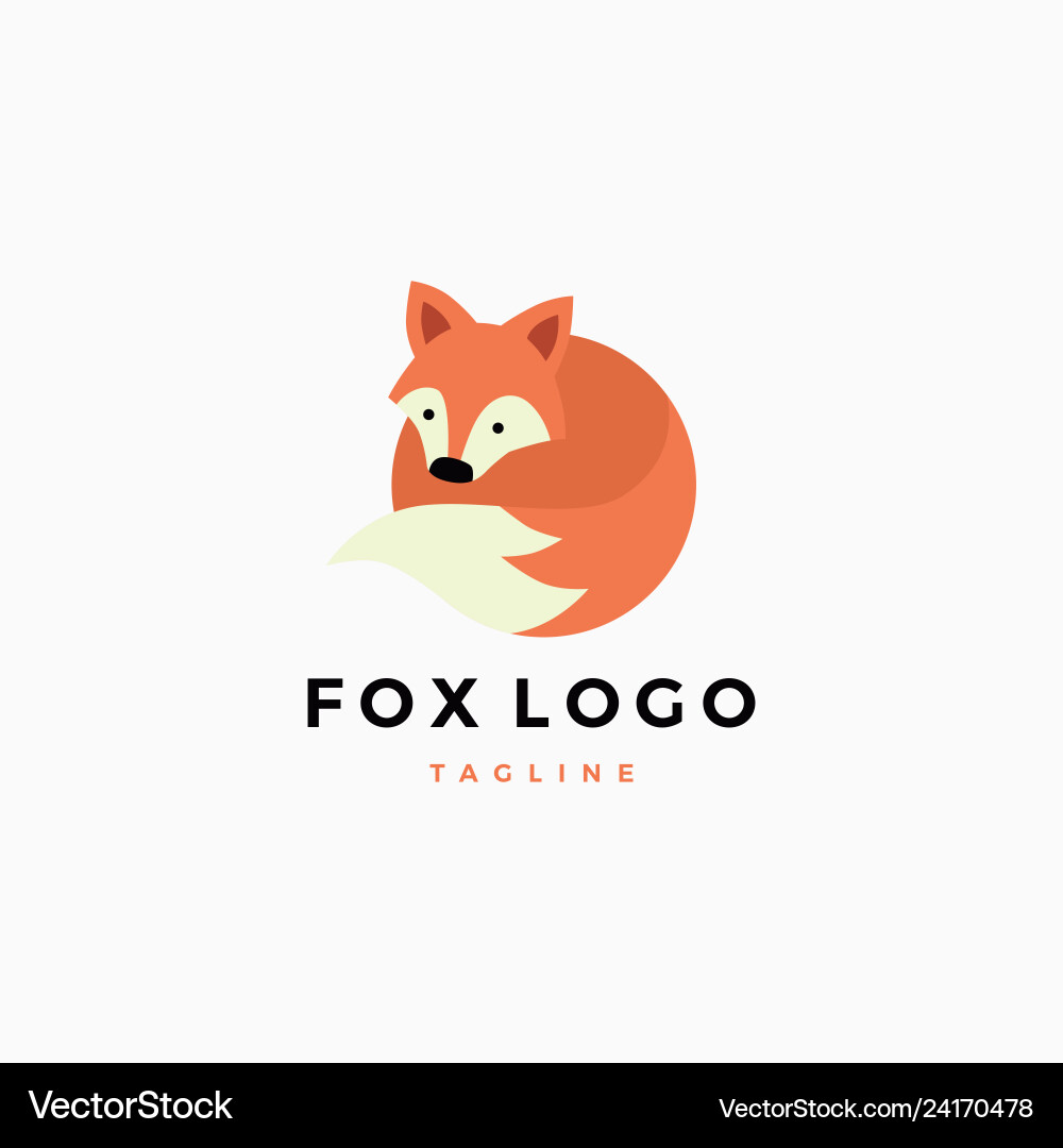 Little cute fox flat logo mascot template Vector Image
