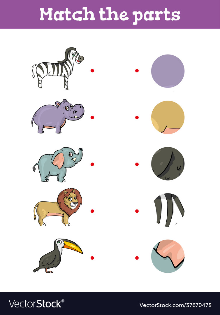 Match part educational game for children Vector Image