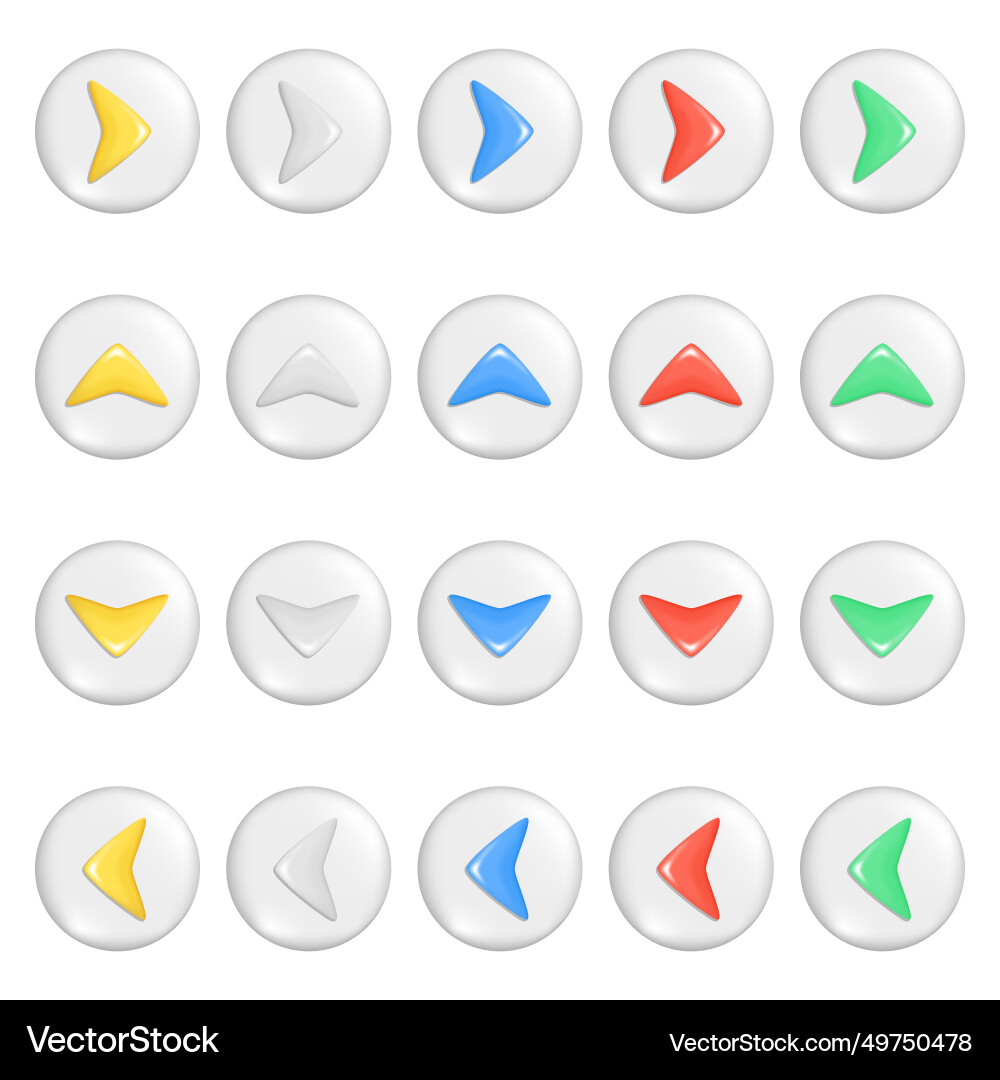 Realistic 3d colorful arrows on round button Vector Image