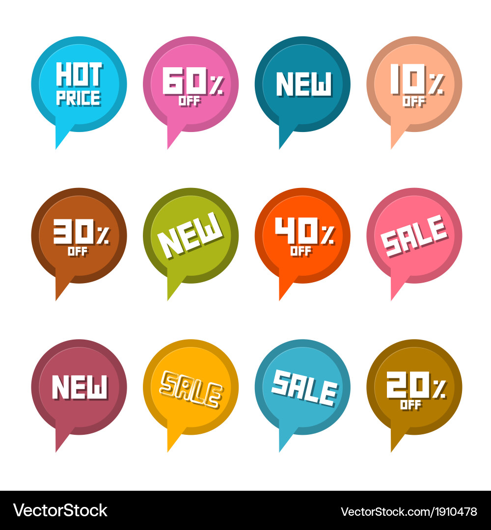 Stickers - labels set with new title Royalty Free Vector