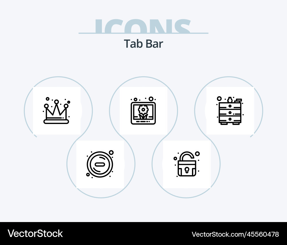 Tab bar line icon pack 5 icon design minus screw Vector Image