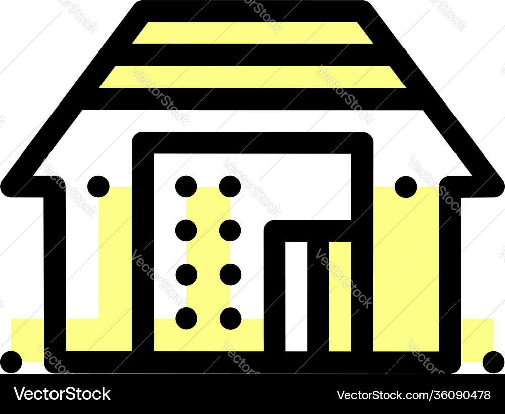 Wide yellow house on white background Royalty Free Vector