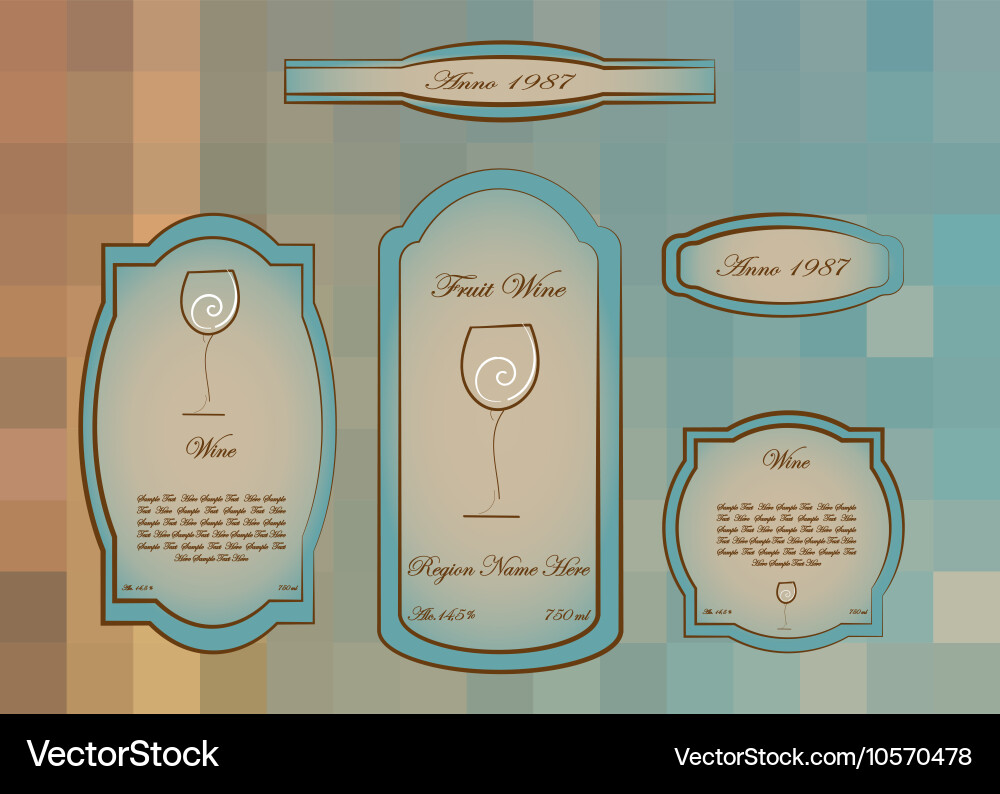 Wine labels collection white glass logo Royalty Free Vector