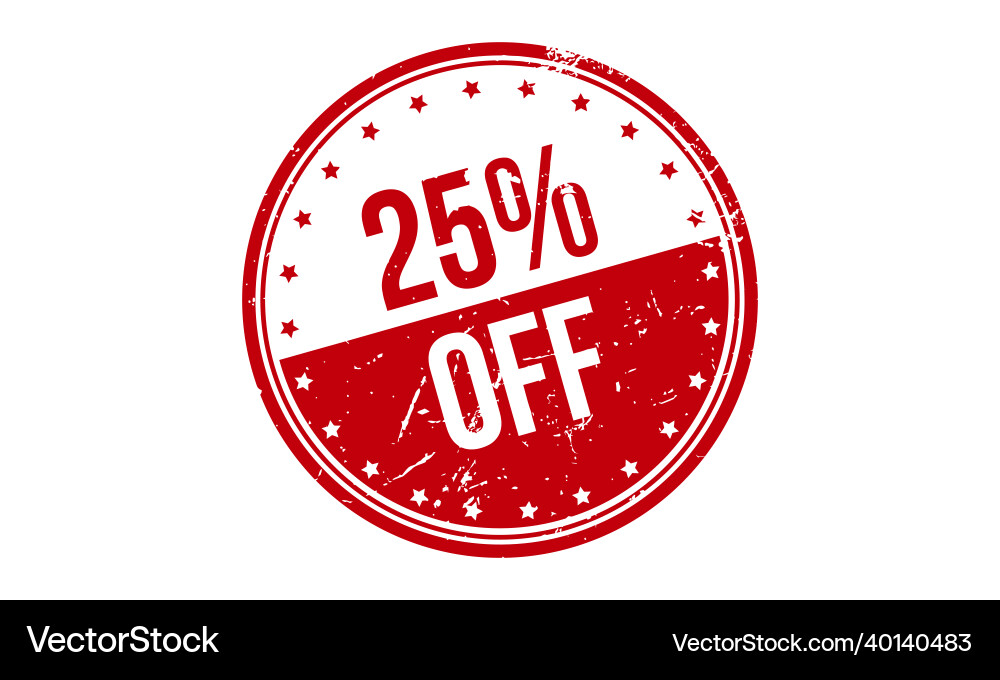 25 off rubber stamp red off rubber grunge Vector Image