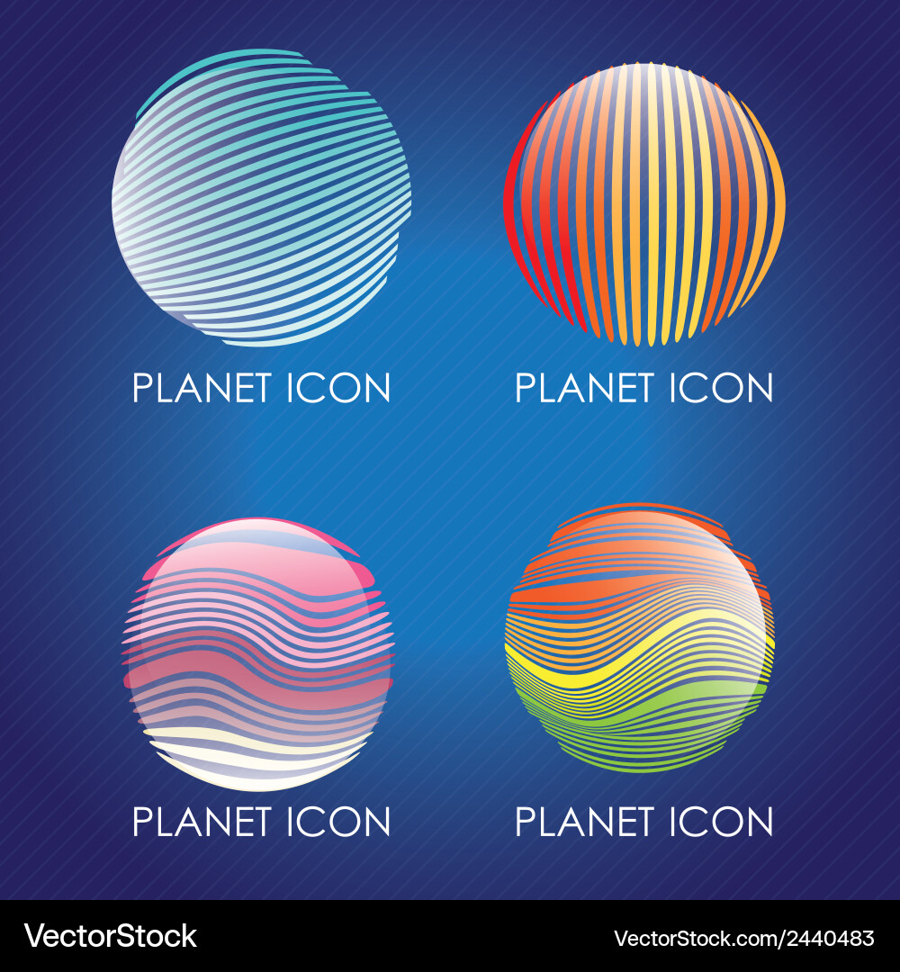Colorful abstract concept planets set with crystal