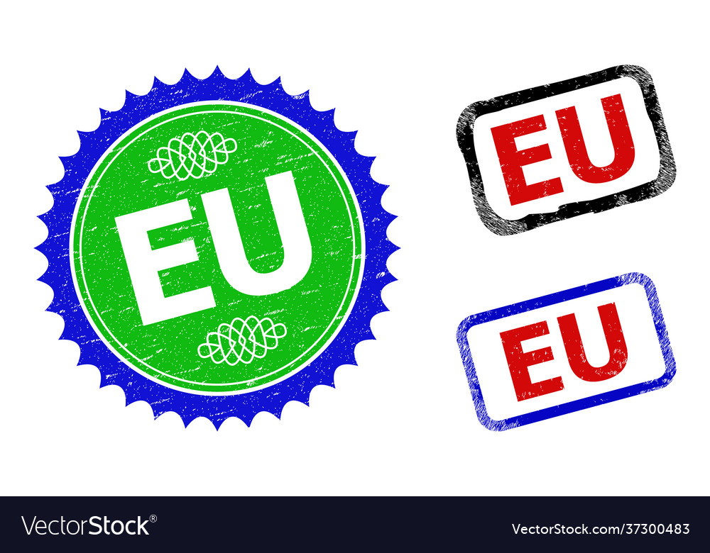 Eu rosette and rectangle bicolor watermarks Vector Image