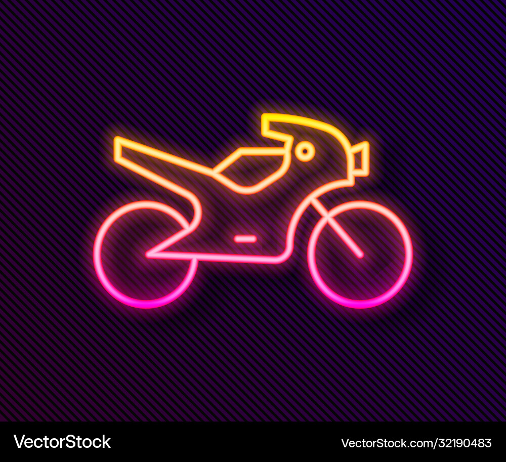 Glowing neon line motorcycle icon isolated Vector Image
