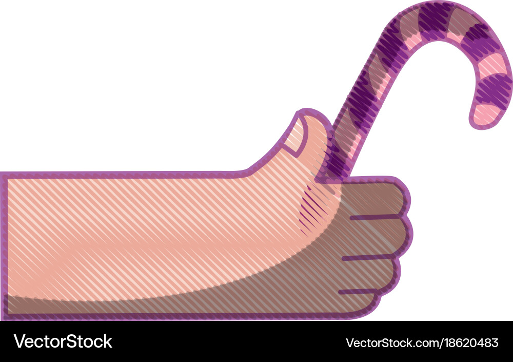 Hand with candy sweet dessert sugar Royalty Free Vector