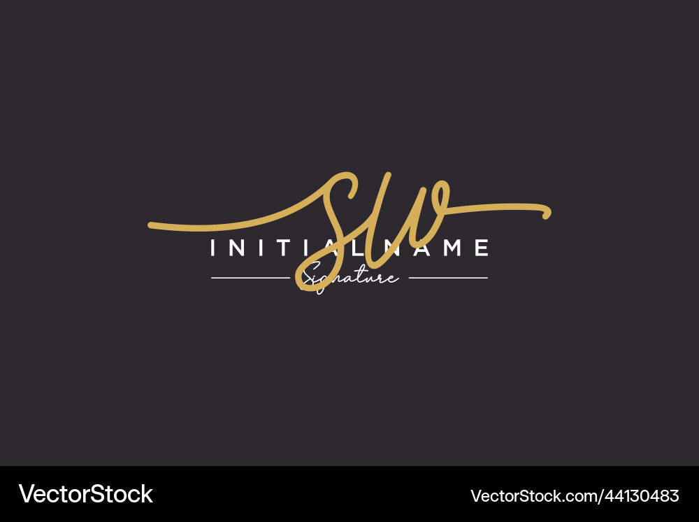 Initial sw signature logo template hand drawn Vector Image