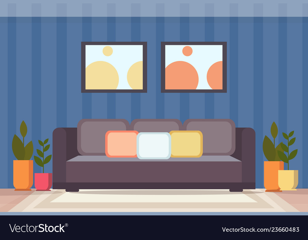 Modern home living room interior design empty no Vector Image