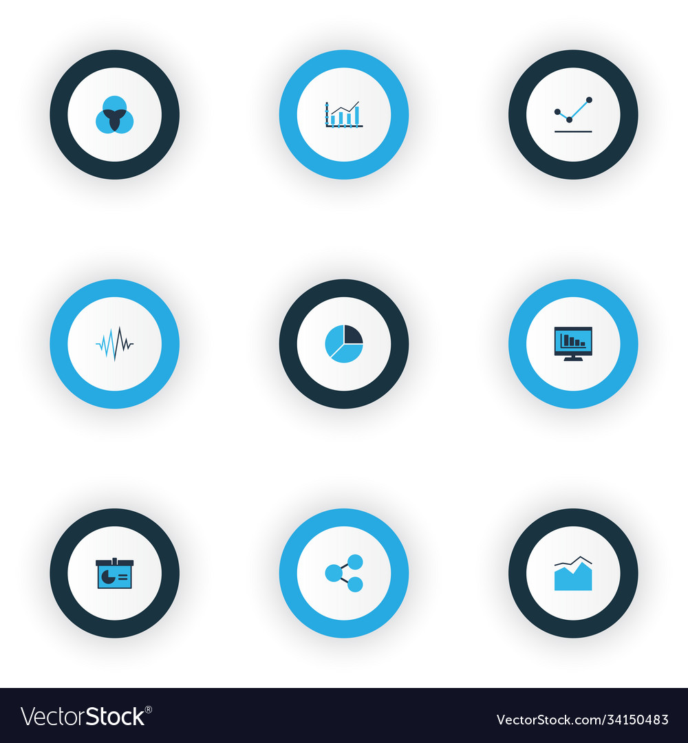 Set graphs diagrams and statistics icons Vector Image