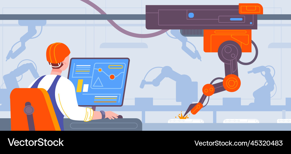 Smart factory control contemporary industry 4 0 Vector Image
