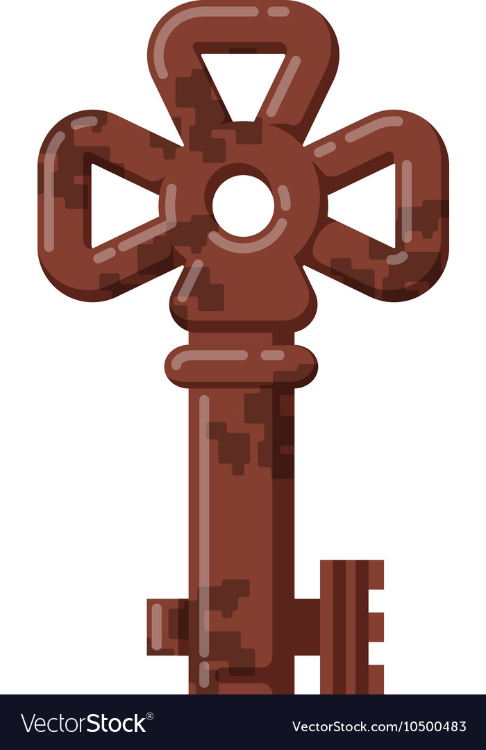 Vintage key isolated icon Royalty Free Vector Image