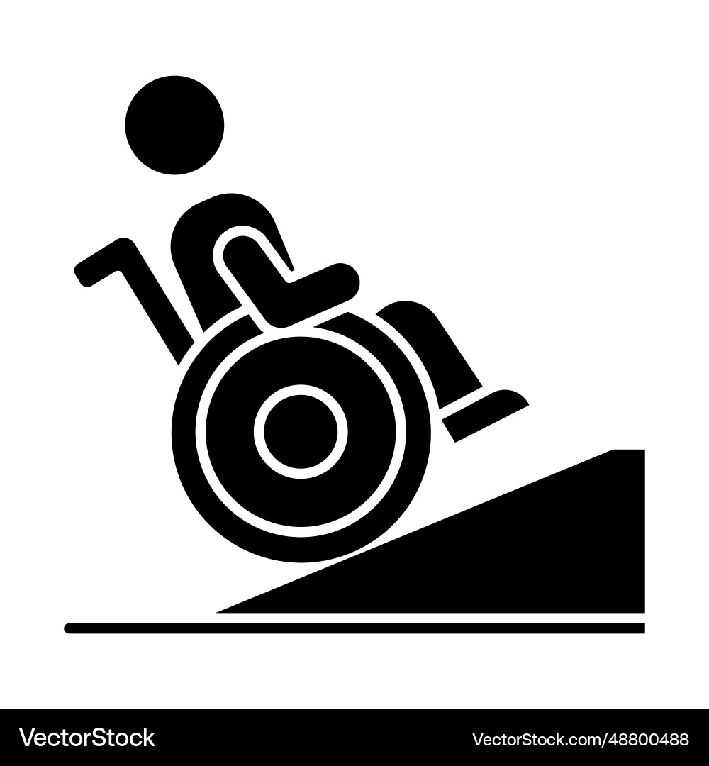 2d simple glyph style black handicap ramp icon Vector Image