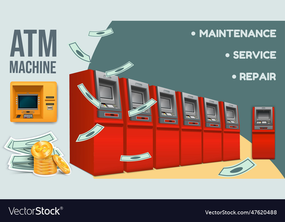 Atm realistic collage Royalty Free Vector Image