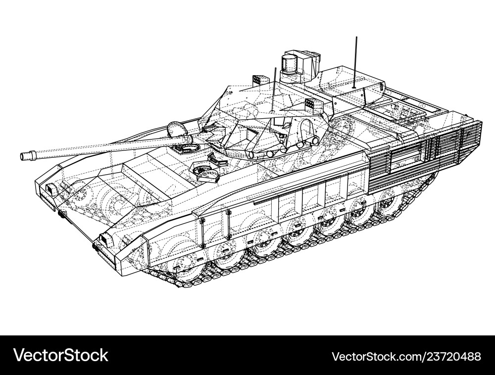 Blueprint of realistic tank Royalty Free Vector Image