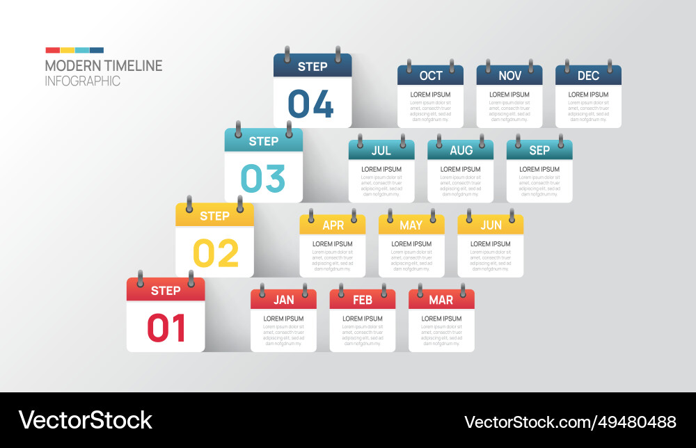 Business step timeline infographic calendar Vector Image