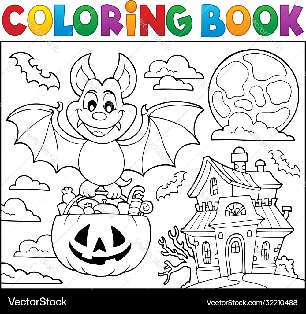 Coloring book halloween theme 2 Royalty Free Vector Image