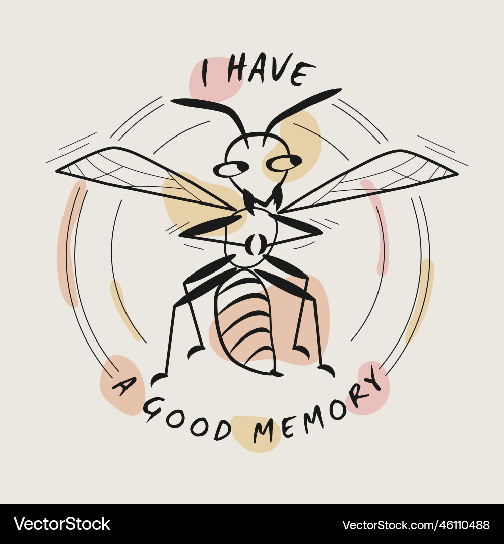 Funny emblem with comic sly wasp and quote Vector Image