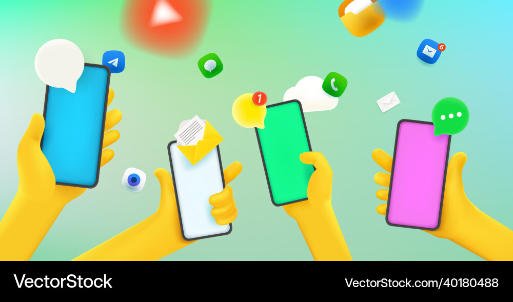 Group of people using smartphones to communicate Vector Image