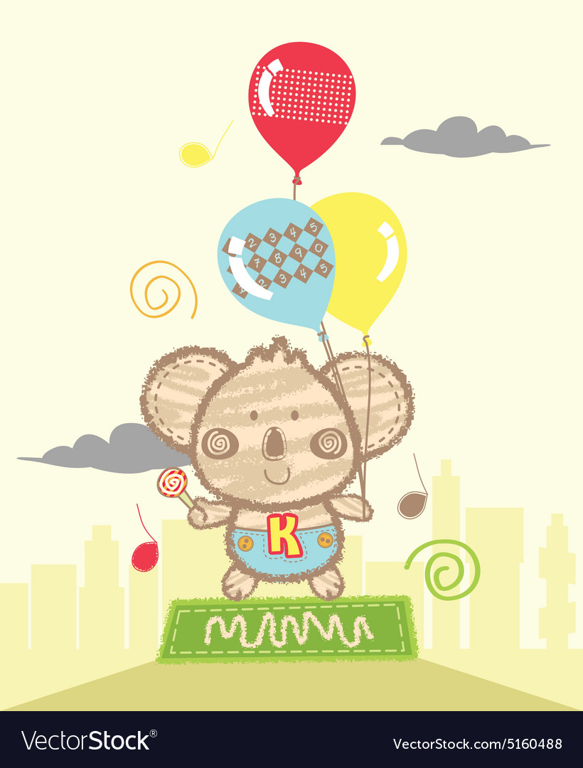 Koala playing balloons Royalty Free Vector Image