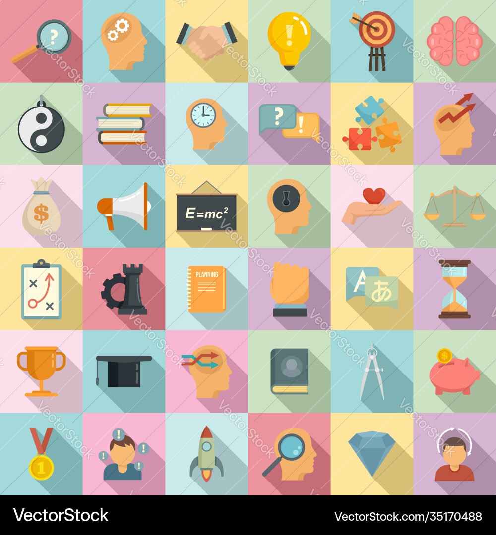 Life skills icons set flat style Royalty Free Vector Image