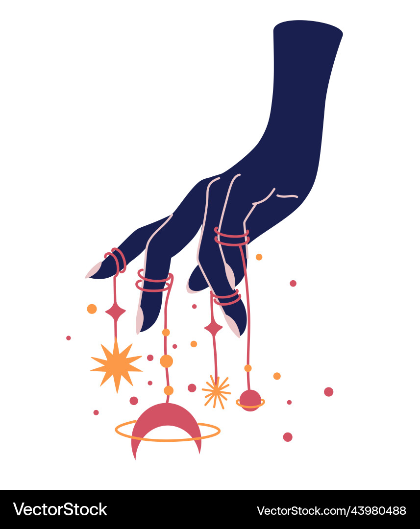 Magic woman hands with moon phases alchemy Vector Image