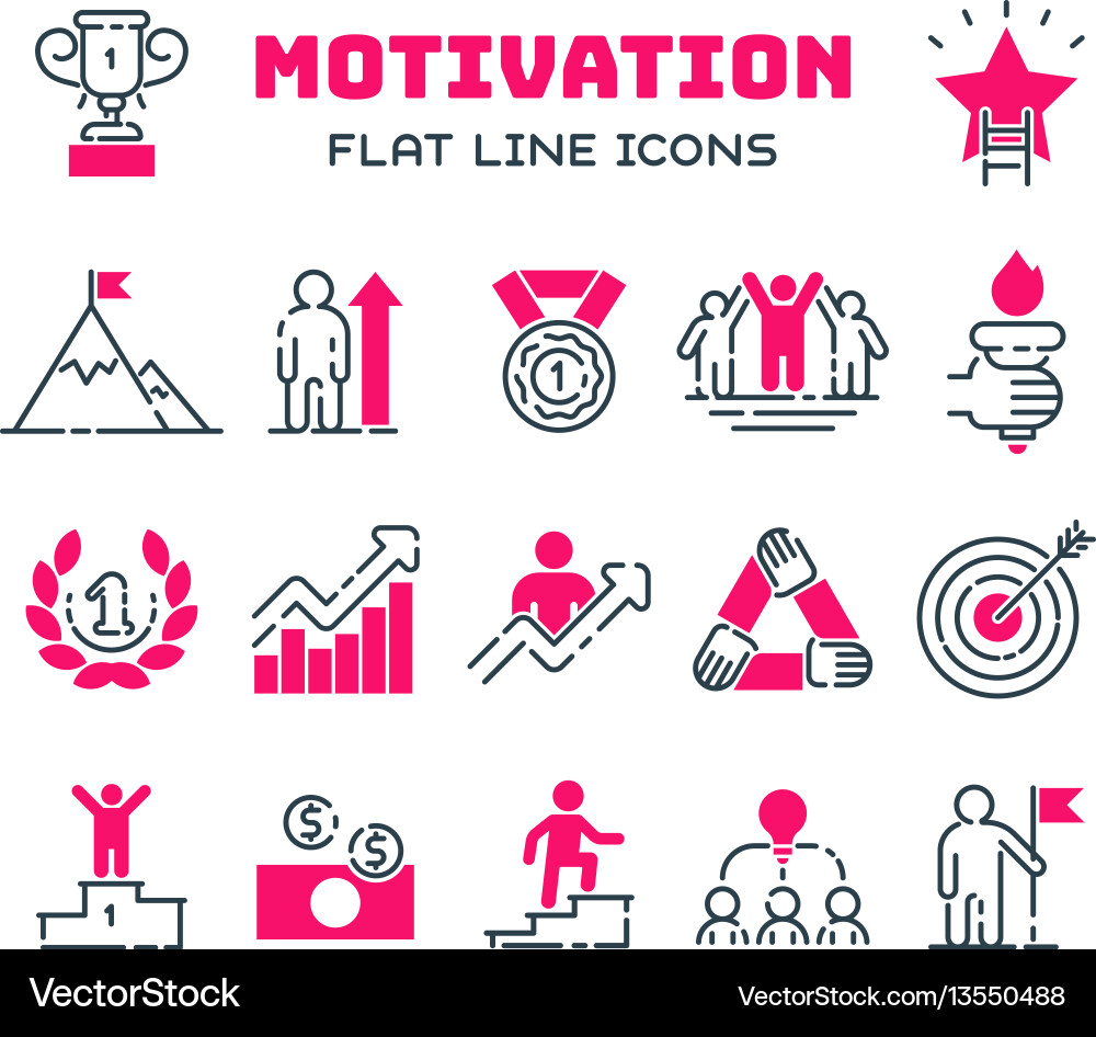 Motivations outline icons set Royalty Free Vector Image