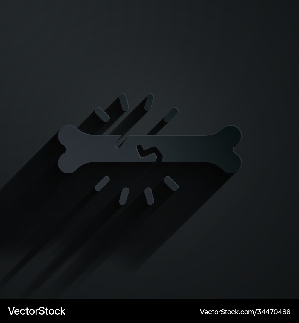 Paper cut bone pain icon isolated on black Vector Image