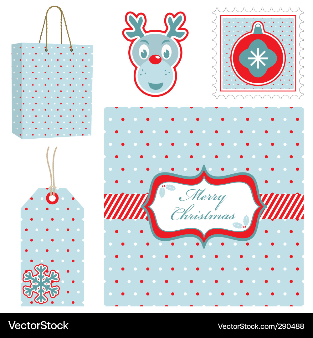Polka dot christmas set Royalty Free Vector Image