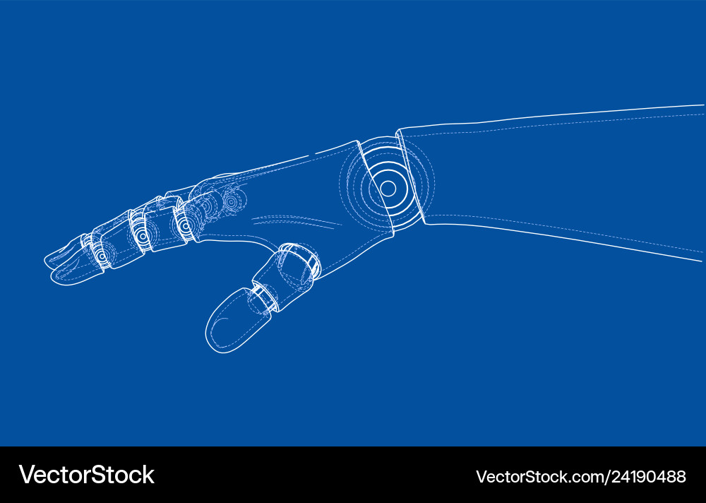 Robot hand outline rendering of 3d Royalty Free Vector Image