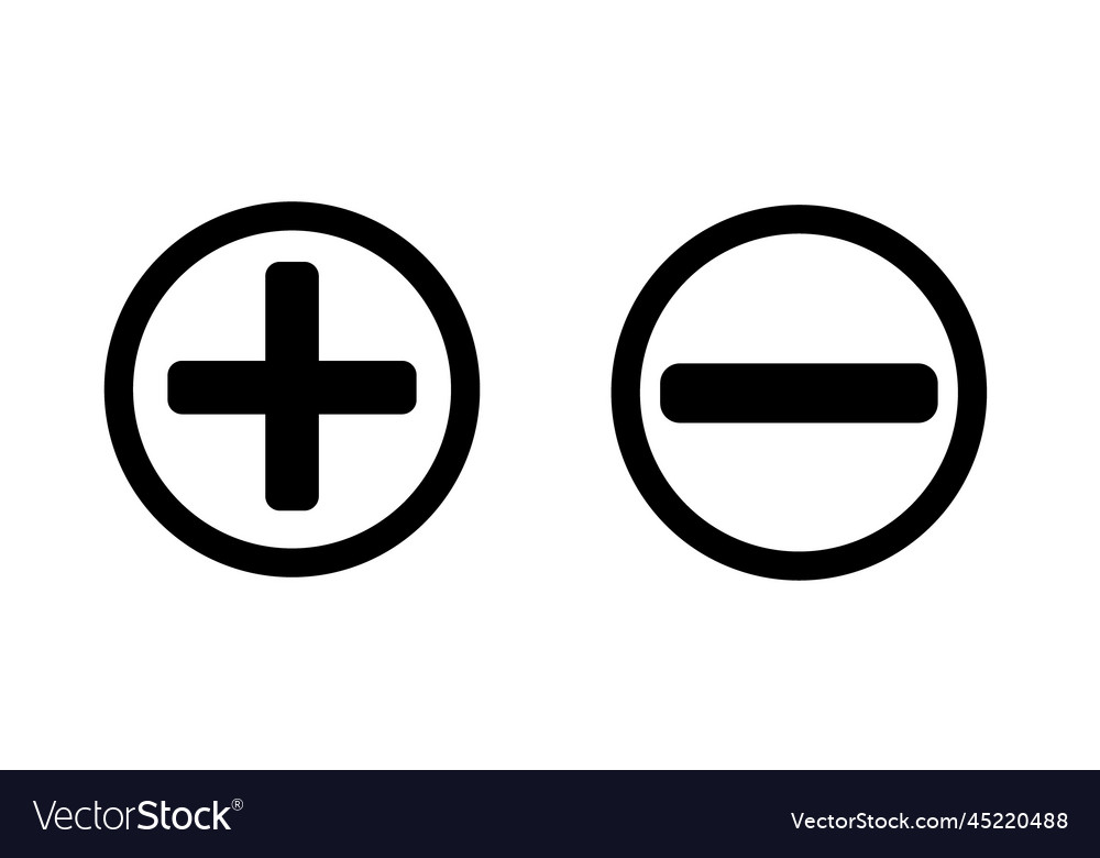 Round plus sign and minus icon set Royalty Free Vector Image