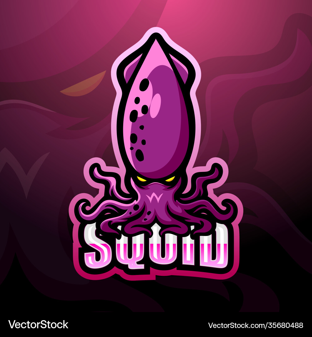 Squid mascot esport logo design Royalty Free Vector Image